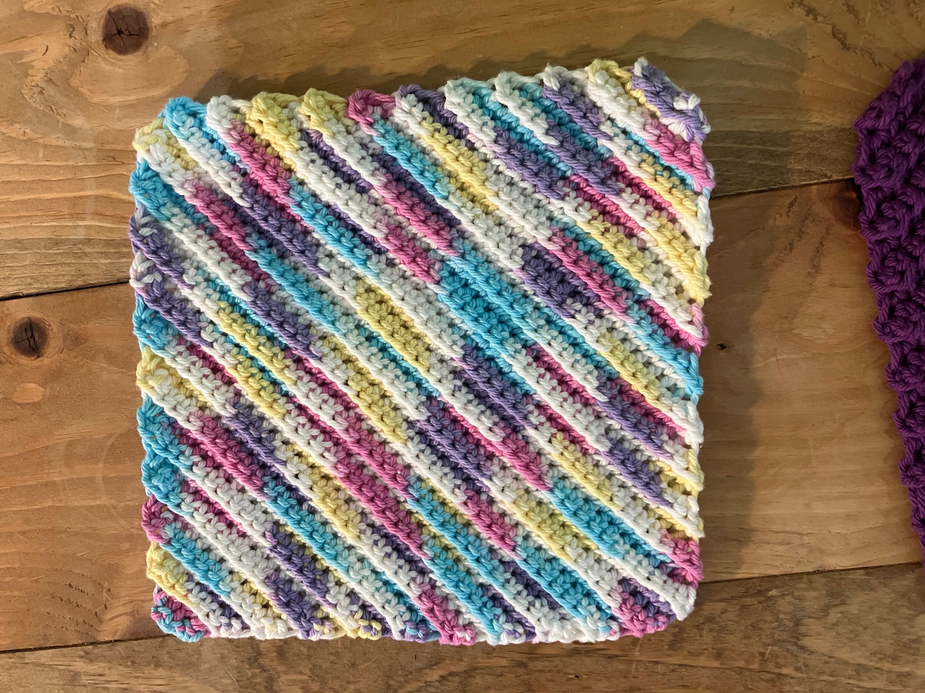 Textured Crochet Dishcloth Dusting Rag Cleaning Rag Wash Rag Purple ...