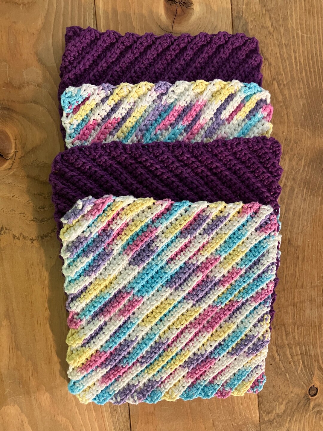 Textured Crochet Dishcloth Dusting Rag Cleaning Rag Wash Rag Purple ...