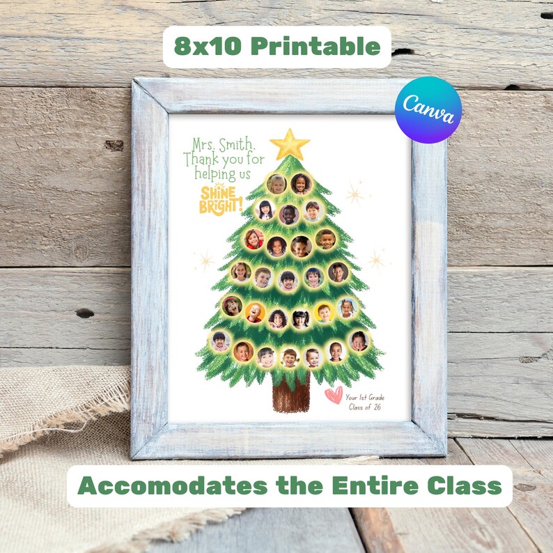 Teacher Christmas Gift From Class | Editable Photo Christmas Tree ...