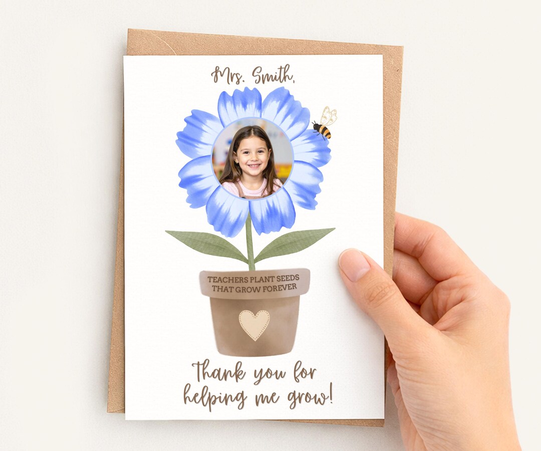 Teacher Thank You Card With Photo | Personalized Teacher Appreciation ...