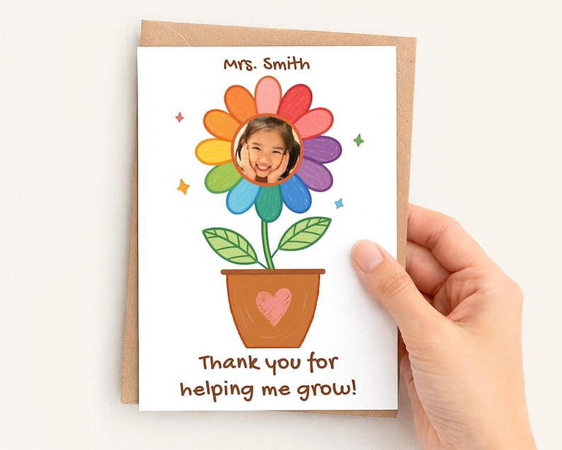 Teacher Appreciation Card With Photo | Editable Canva Template ...