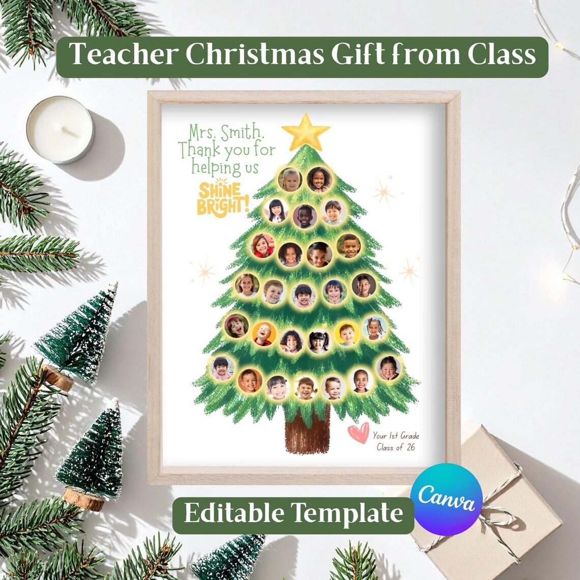 Teacher Christmas Gift From Class | Editable Photo Christmas Tree ...