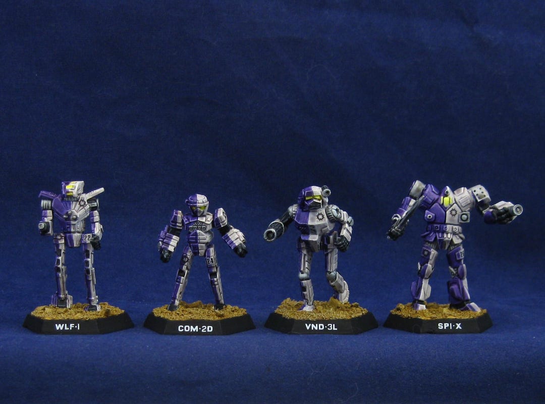 Painted Atrean Hussars Light Lance, FASA Battletech, Ral Partha, 1 ...