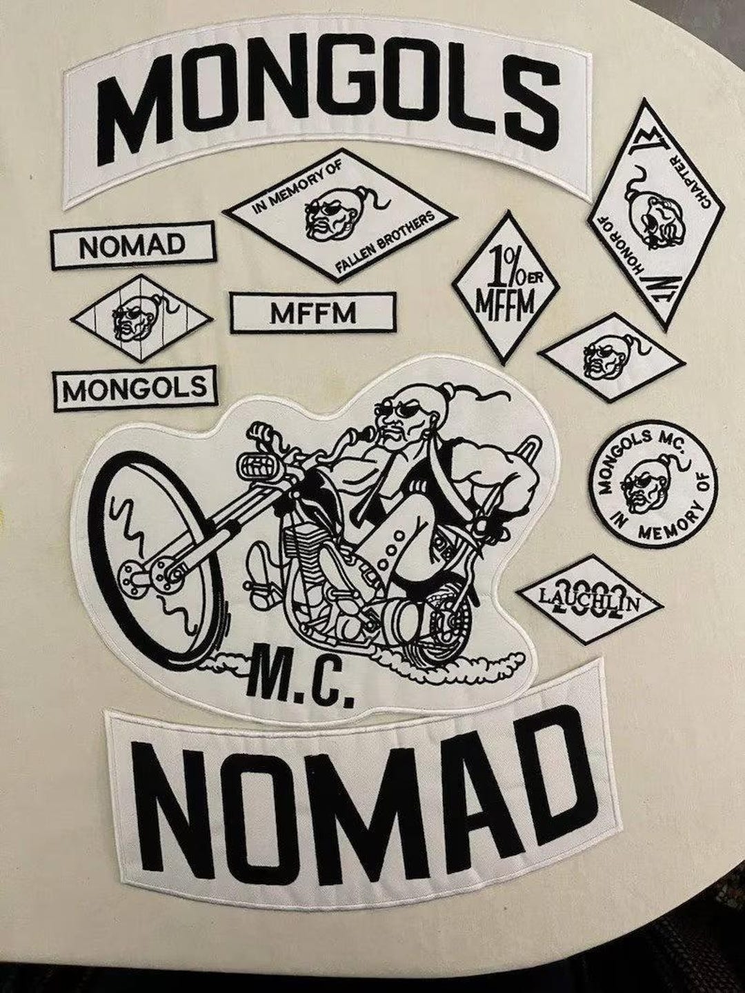 13pcs Embroidered Patch Set – Nomad Biker Style, 1% Symbol, in Memory ...
