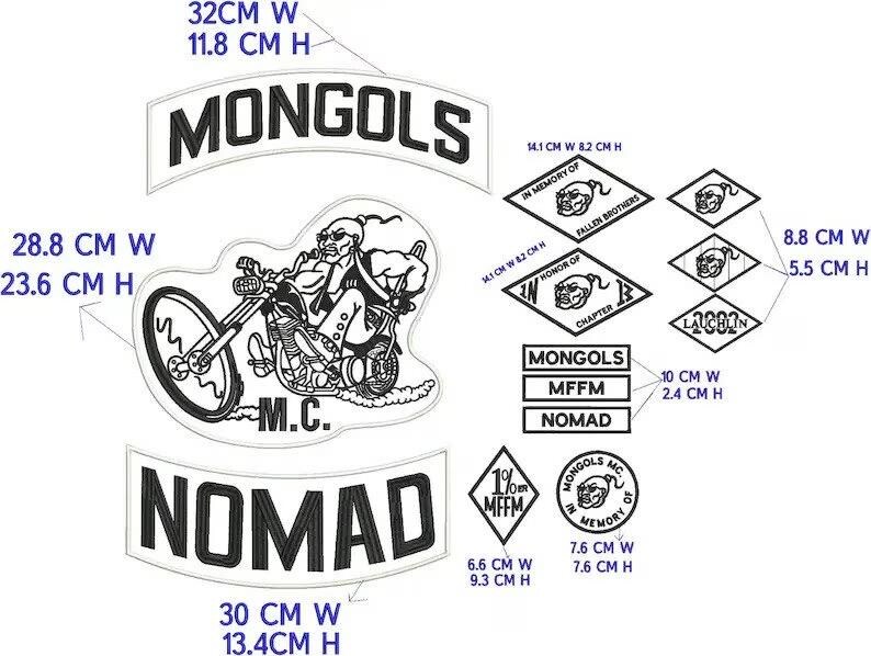 13pcs Embroidered Patch Set – Nomad Biker Style, 1% Symbol, in Memory Theme, Motorcycle Vest ...