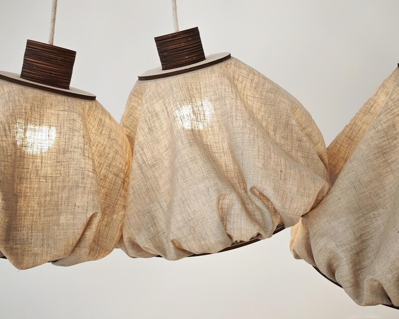 SOL Maxi – Natural Pendant Light - Large Neutral Fabric Ceiling Lamp ...