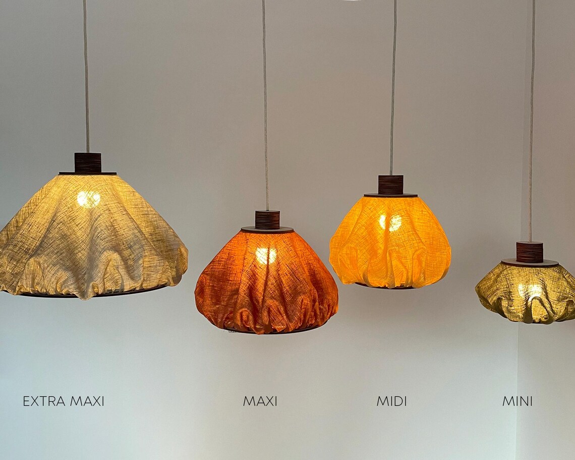 SOL Maxi – Natural Pendant Light - Large Neutral Fabric Ceiling Lamp ...