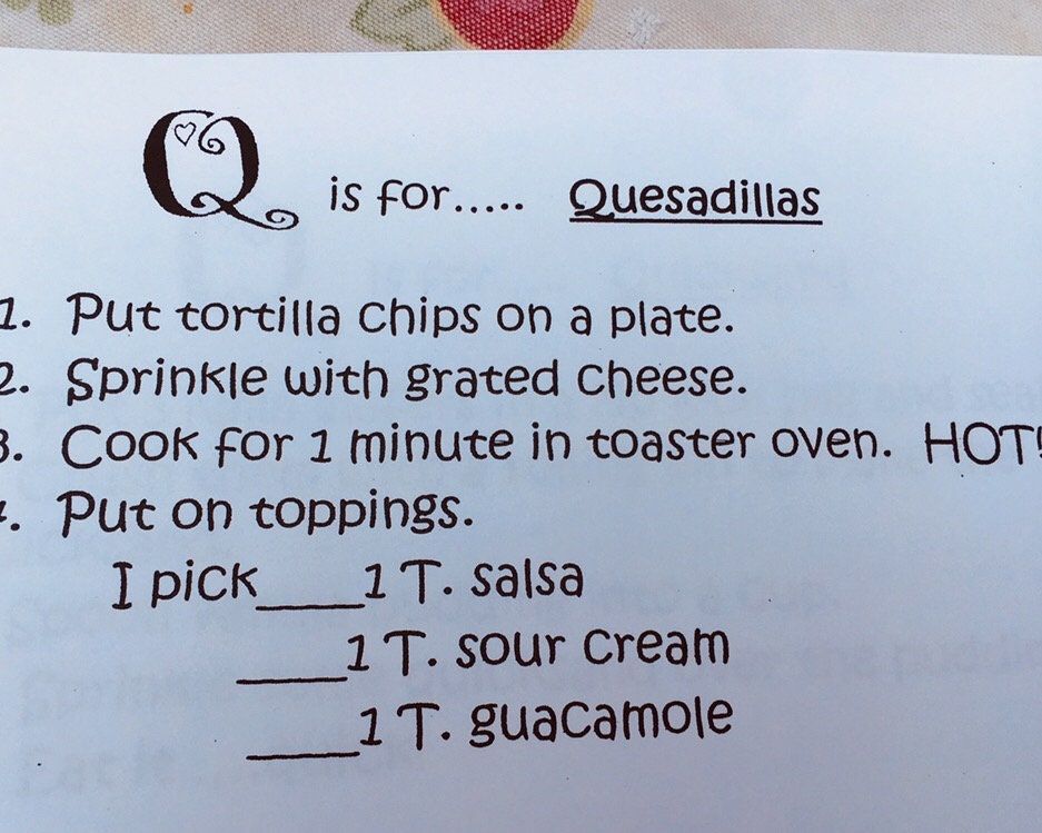 Cooking the Abc's--kids Cookbook - Etsy