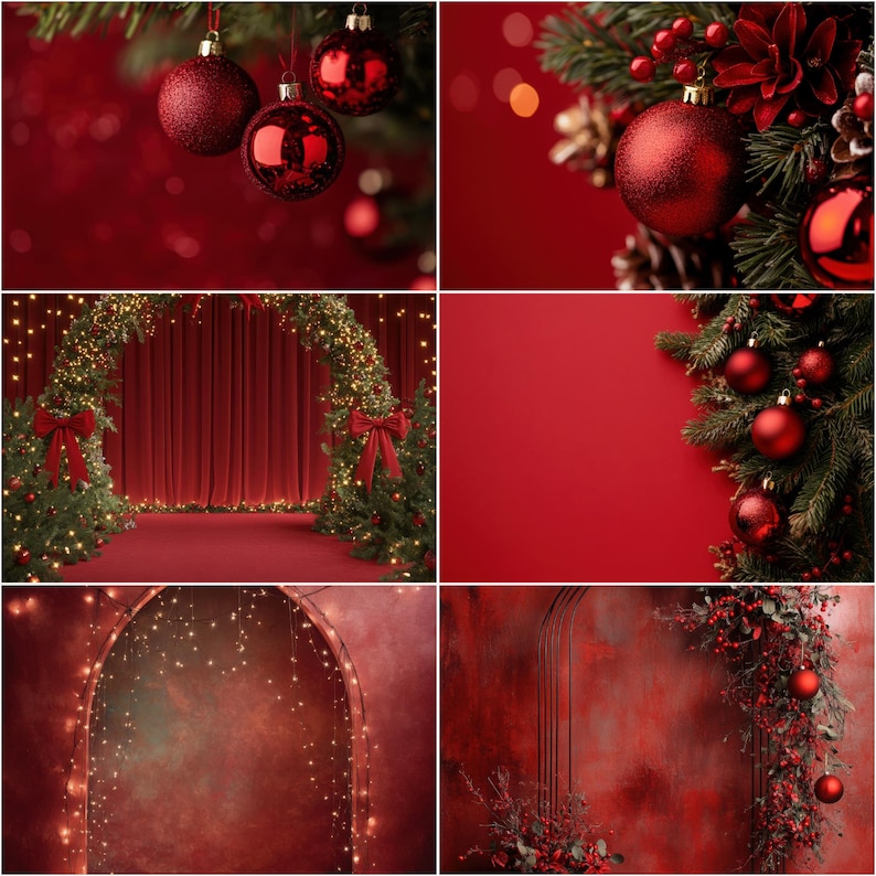 Red Christmas Tree Digital Backdrop for Family Portraits (JPEG) - Etsy