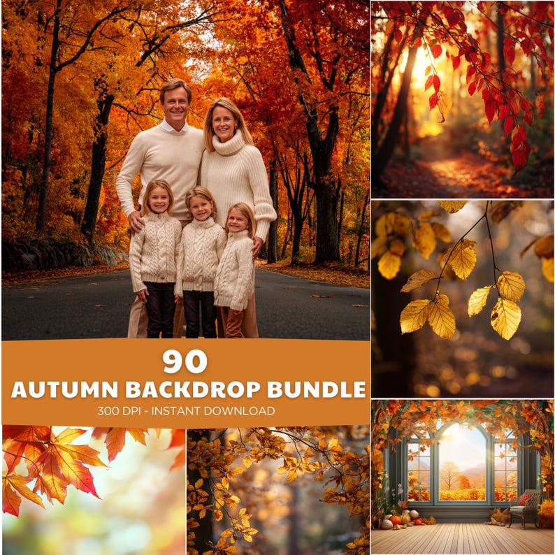 Autumn Photography Backdrop | Fall Foliage Photo Editing (digital ...