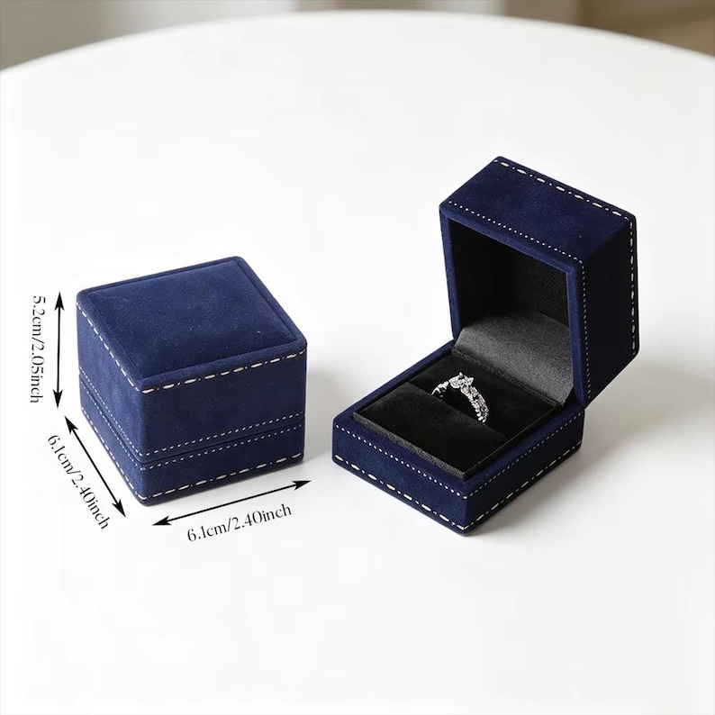 Personalized Velvet Ring Box Custom Logo Ring Holder Single Slot ...