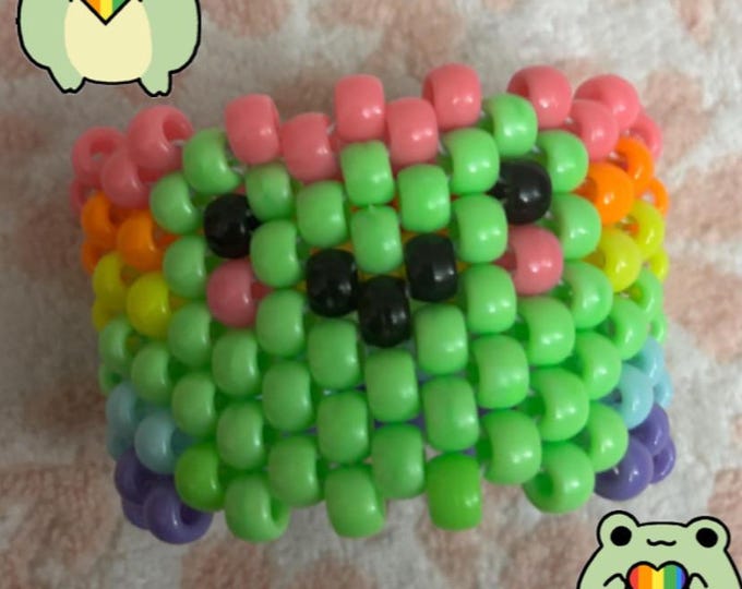 Rainbow Frog Peyote Stitch Kandi Cuff - Etsy