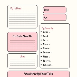 All About Me Worksheet – Printable PDF for Kids | Back to School ...