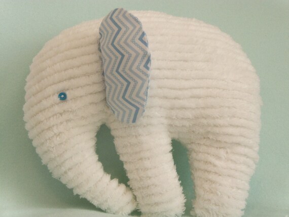Stuffed Chenille Elephant White Ears Are White With Blue - Etsy