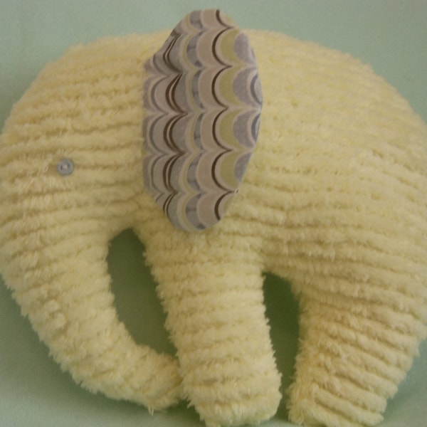 Chenille Elephant, Stuffed White With Grey Ears - Etsy
