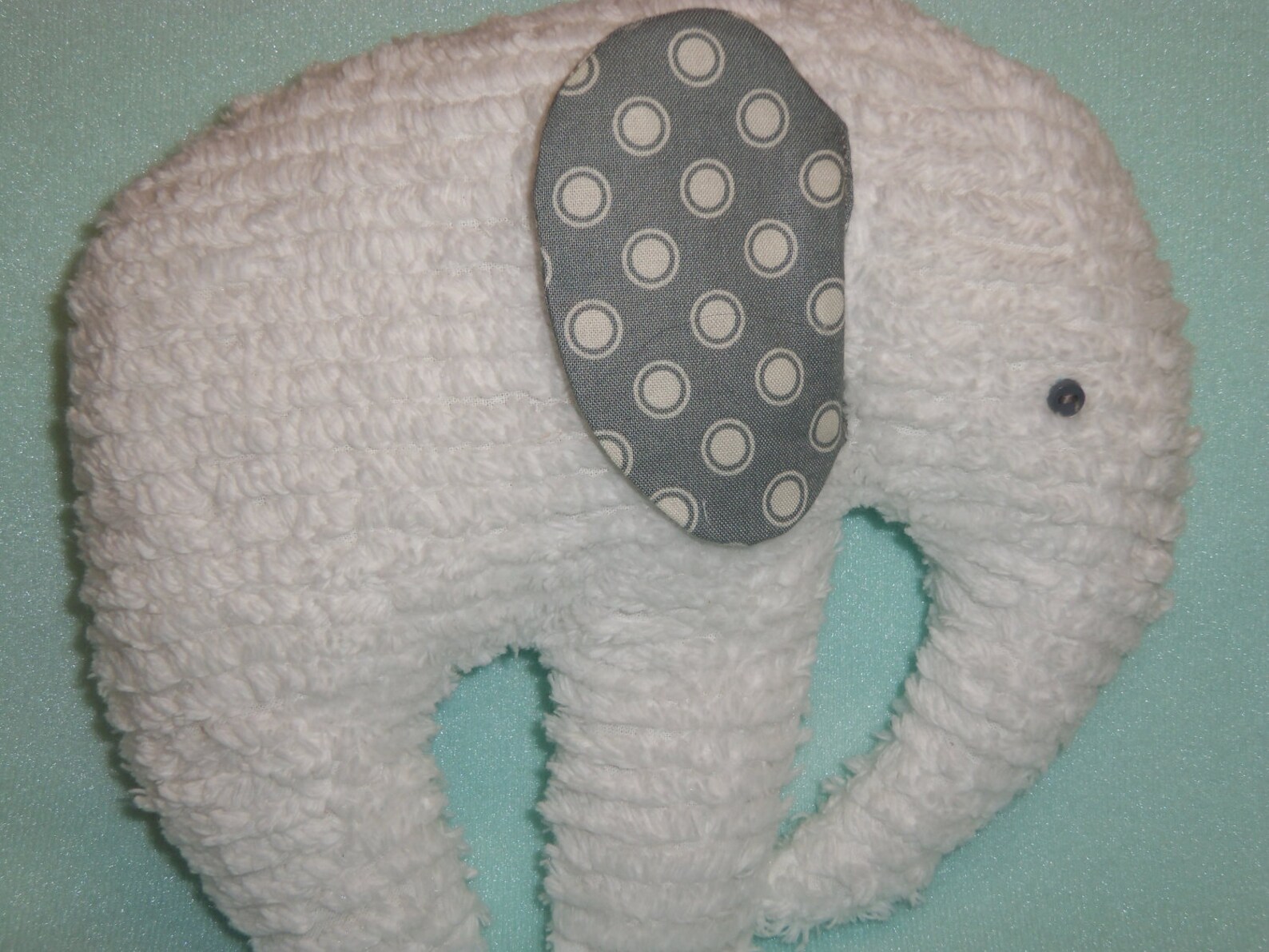 Chenille Elephant Stuffed White With Grey Ears - Etsy