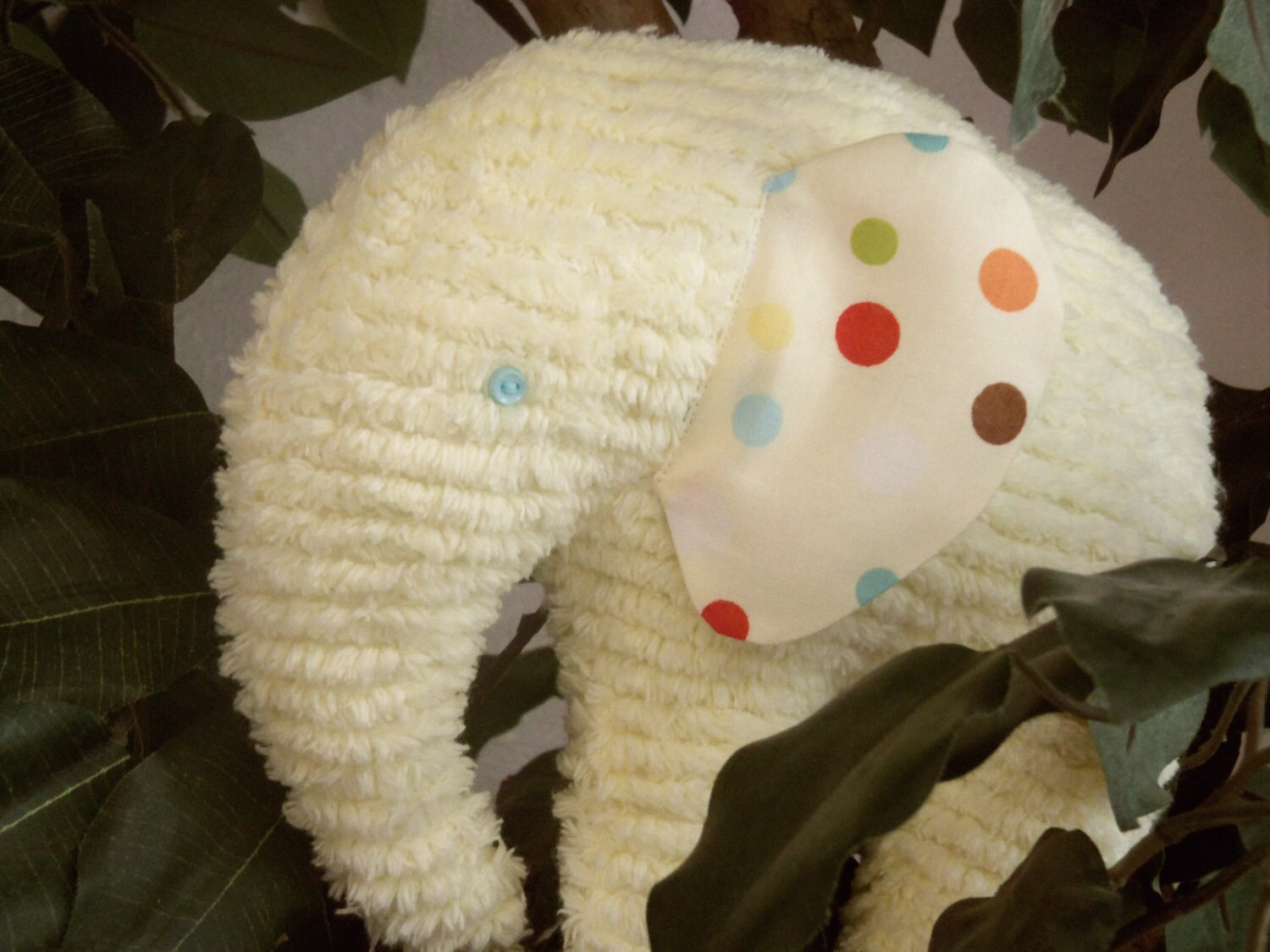 Stuffed Elephant Yellow Chenille ears are Pale Yellow with | Etsy