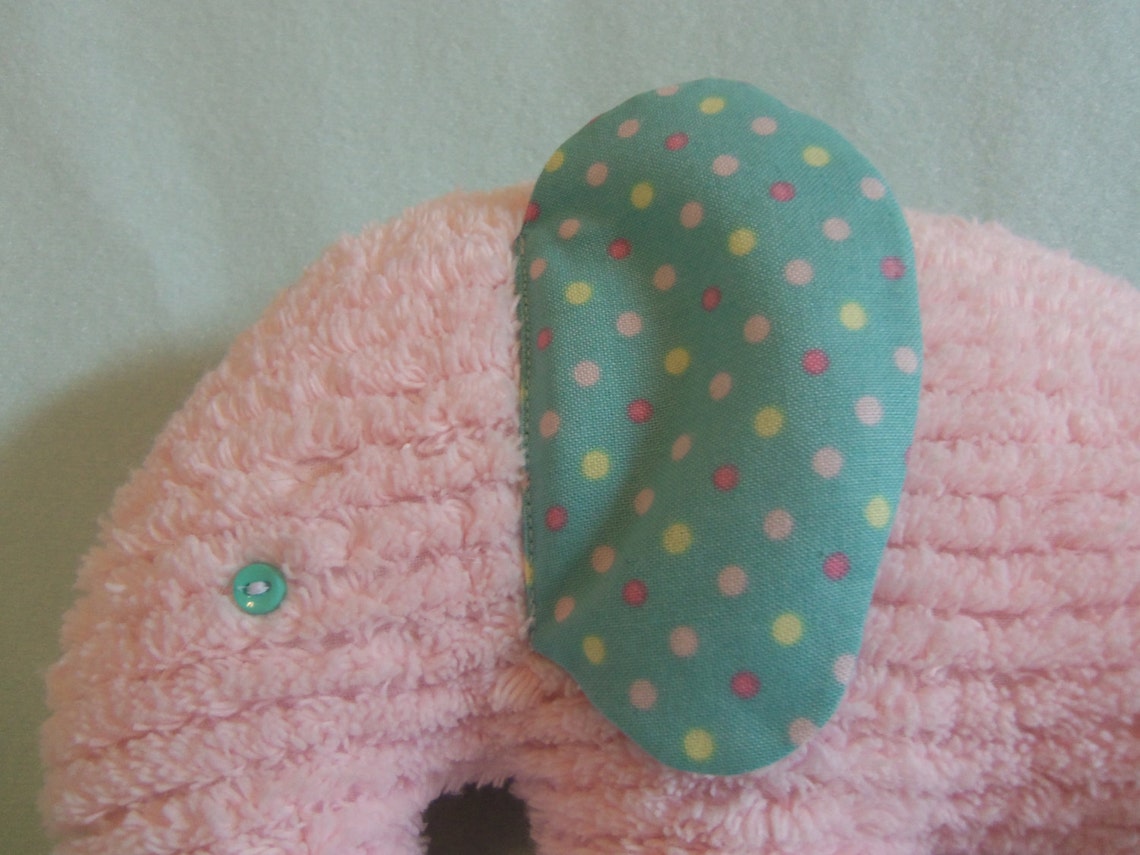Stuffed Chenille Elephant, Pink, Ears Are Turquoise With Hot Pink ...