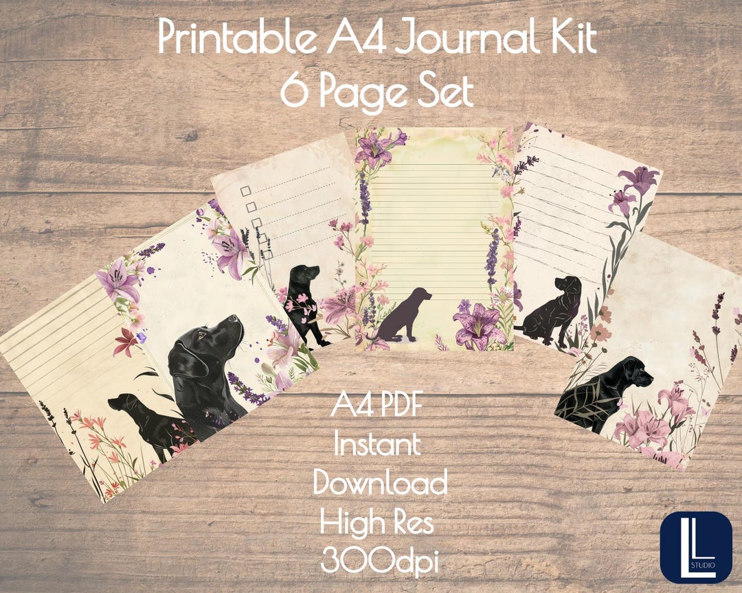 Labrador Printables - Dog-inspired Floral Stationery Set, Ideal for ...