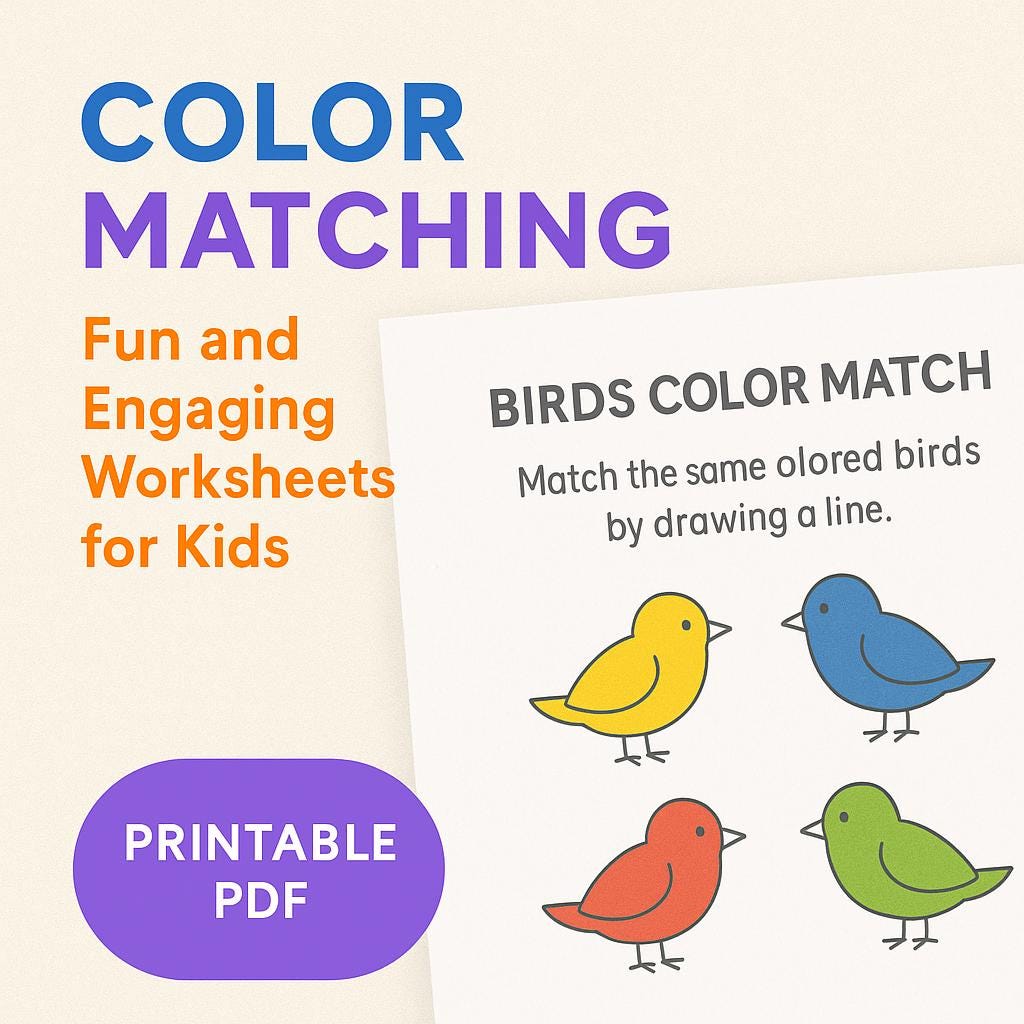 Color Matching Worksheets for Kids – Printable Preschool Activity Book ...
