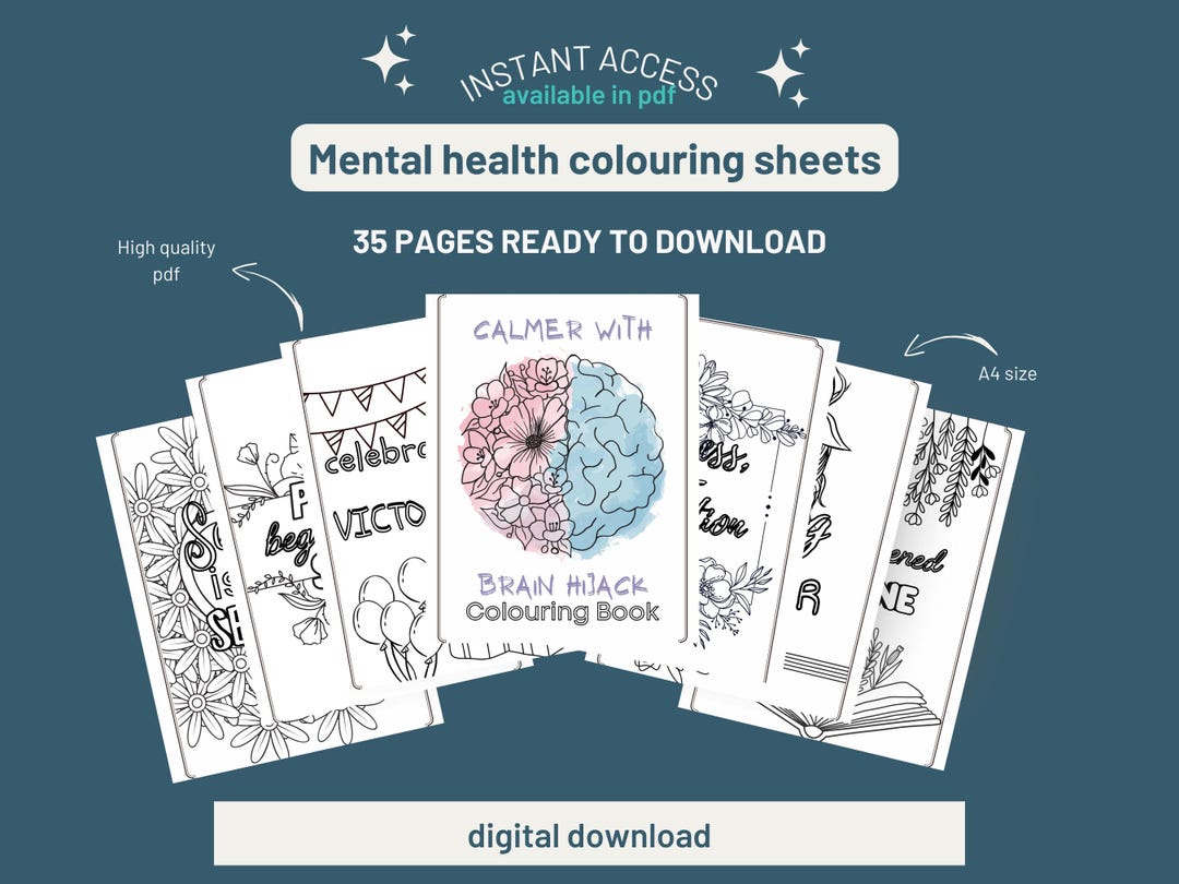 Stress Relief Coloring Sheets | Mental Wellness Printable Coloring ...