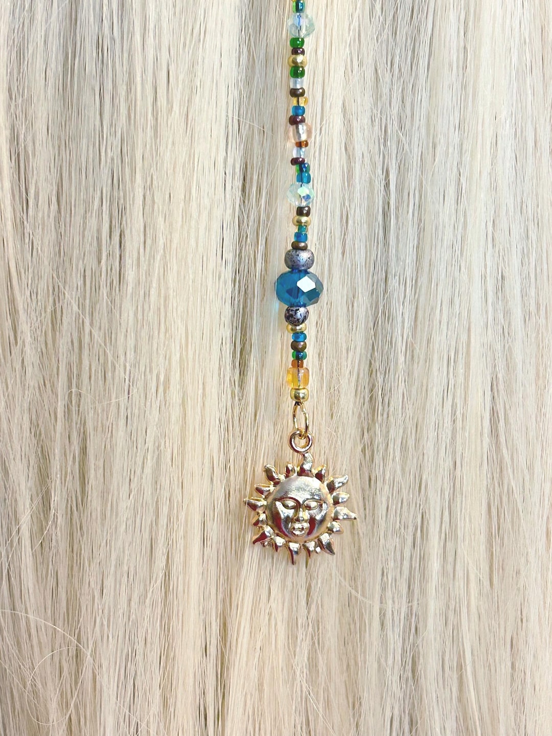 Teal Bead Hair Clip Handmade Crystal Hair Clip Hippie Hair Clip ...