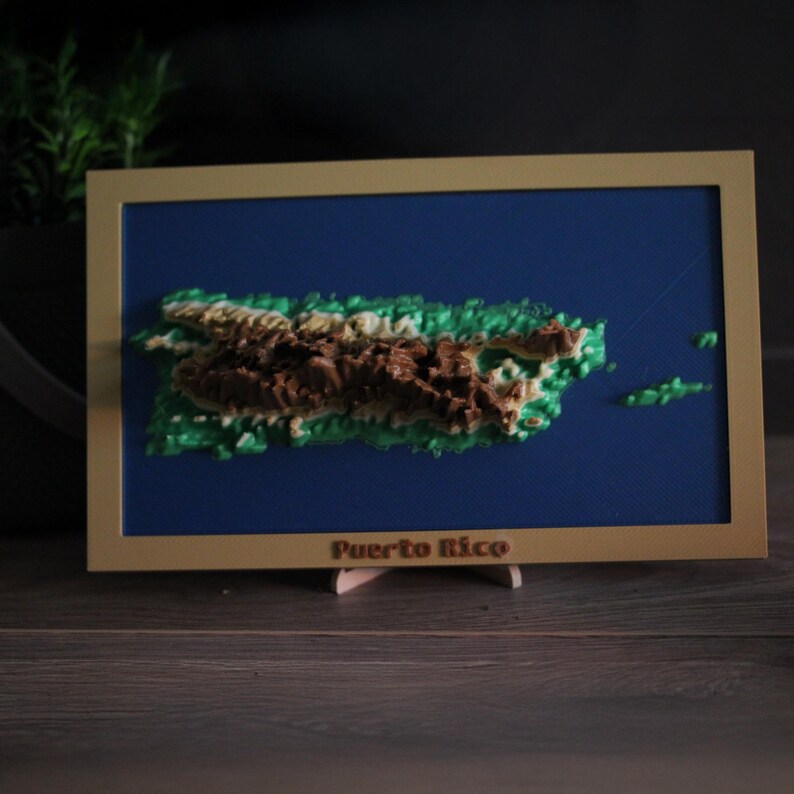 3D Topographic Map of Puerto Rico – Country Topo Map Wall Art - Puerto ...