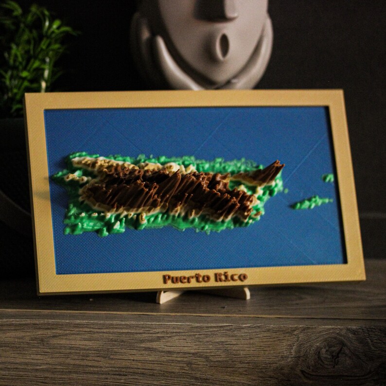 3D Topographic Map of Puerto Rico – Country Topo Map Wall Art - Puerto ...