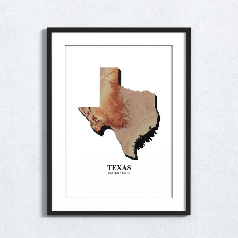 Topographic Map of Texas – Digital Download 4 Color Variations 6 Sizes ...