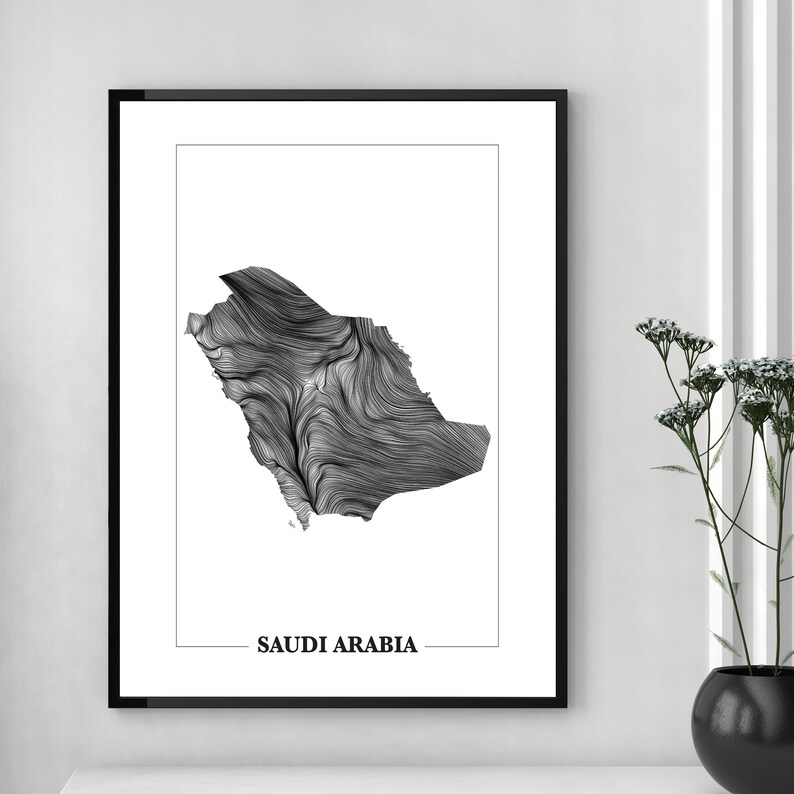 Saudi Arabia Wind Map Art Print: Minimalist Data Visualization (set of ...