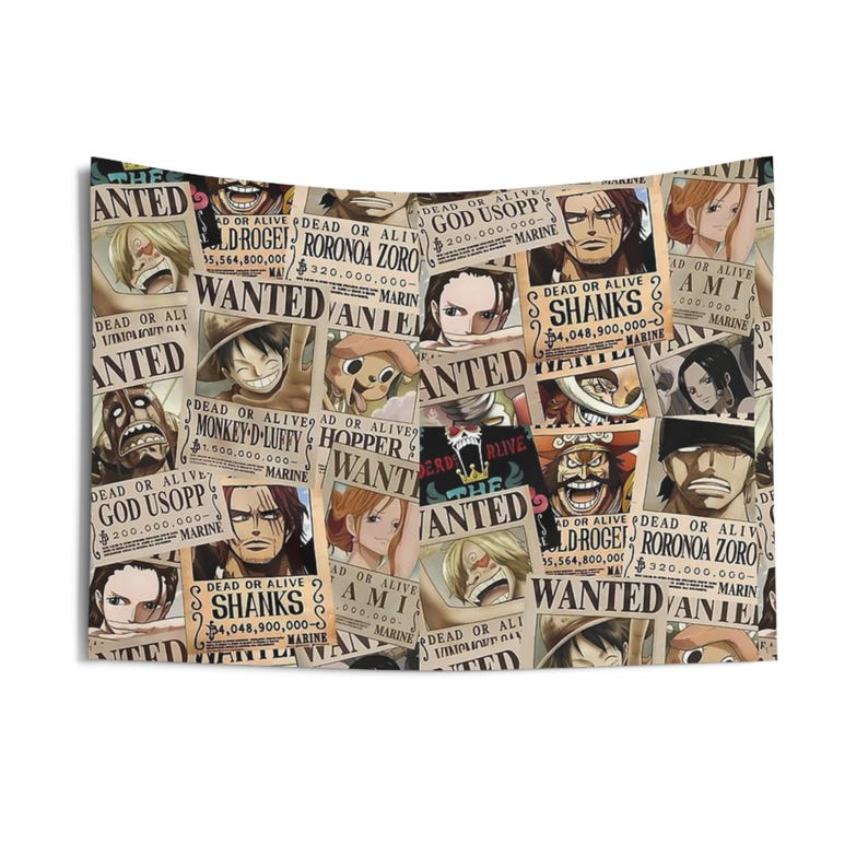 One Piece Wanted Poster Collage Straw Hats Legends & Yonko Indoor Wall ...
