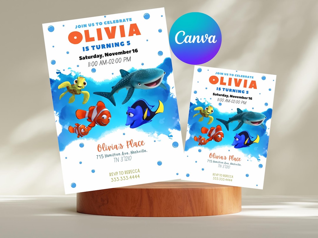 Editable Finding Nemo Birthday Invitation: Printable Party Invite ...