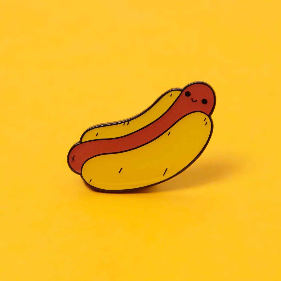Hot Dog Enamel Pin - Cute Food Lapel Pin, Kawaii Snack Accessory, Funny ...