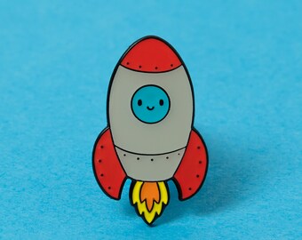 Rocket Planet Rainbow Rocket Enamel Pin - Etsy