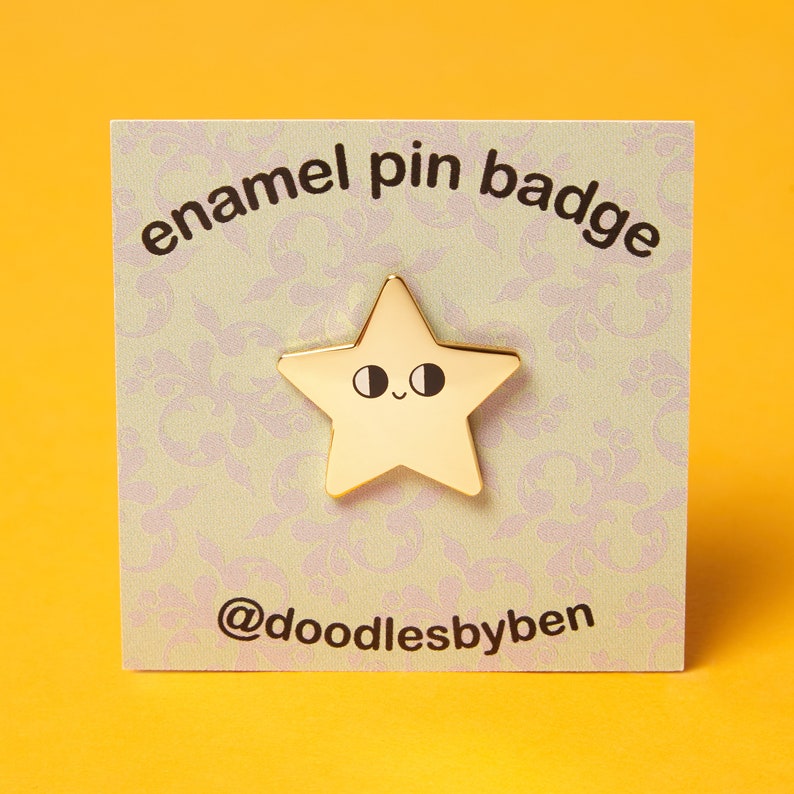 Gold Star Enamel Pin - Etsy