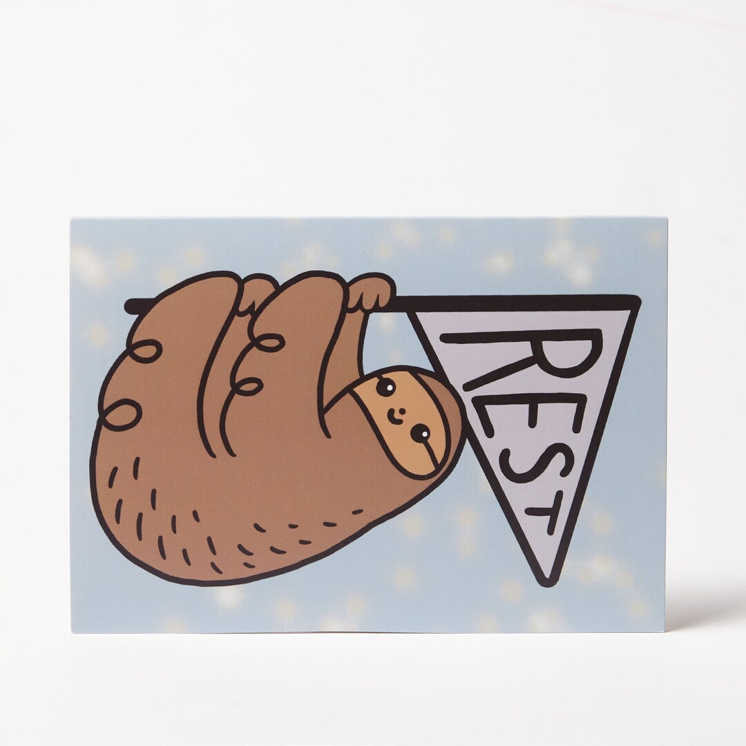 Rest. Sloth Greetings Card - Etsy