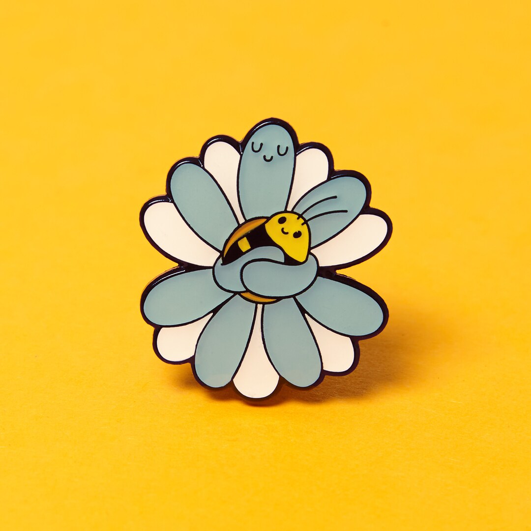 Flower Hugging Bee Enamel Pin – Cute Nature Brooch – Bee and Flower Pin ...