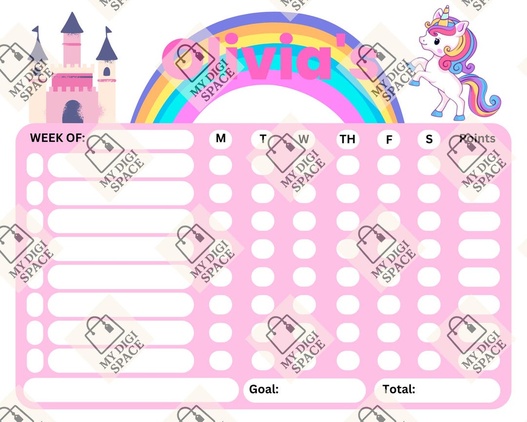 Rainbow Unicorn Themed Reward Chart - Etsy