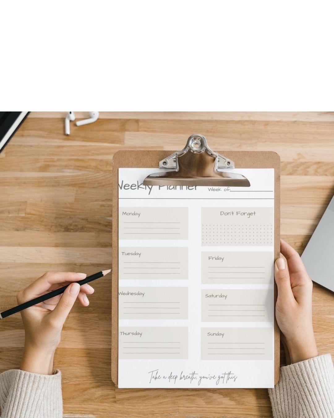 Minimal Weekly Planner | Printable PDF | Simple Beige Weekly Schedule ...