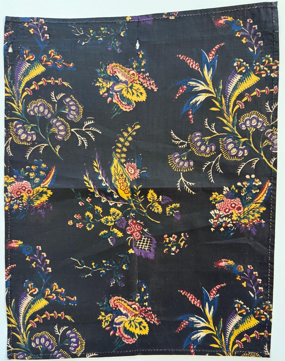 Antique European Dutch Floral Chintz Fabric: 1800s Cotton Textile ...