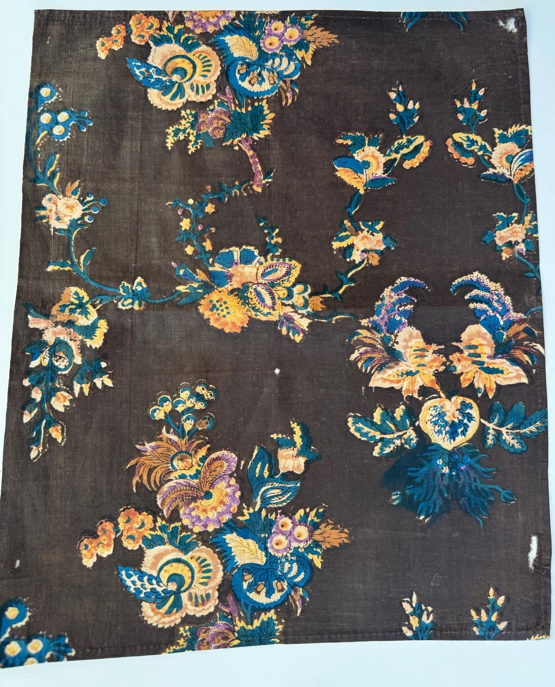 Antique European Dutch Floral Chintz Fabric: 1800s Holland Cotton ...