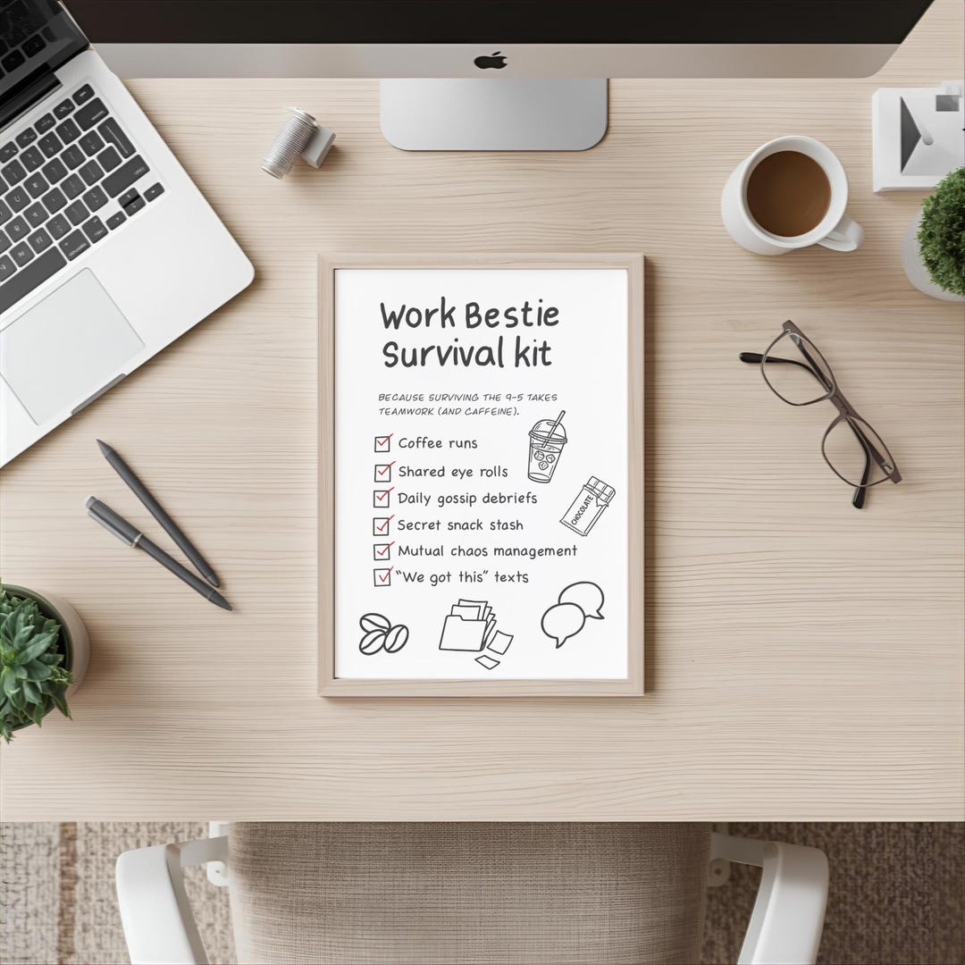 Work Bestie Survival Kit Printable | Funny Office Gift | Digital ...