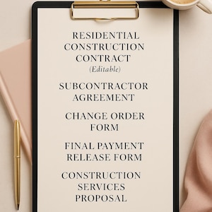 Construction Contract Template Bundle | 4 Legal Agreements | Residential, Commercial ...