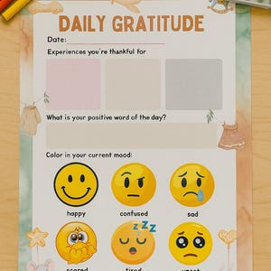 Gratitude Card for Kids – Printable Thankful Worksheet With Cute ...