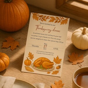 Editable Thanksgiving Dinner Invitation Template | Cozy Fall Watercolor ...