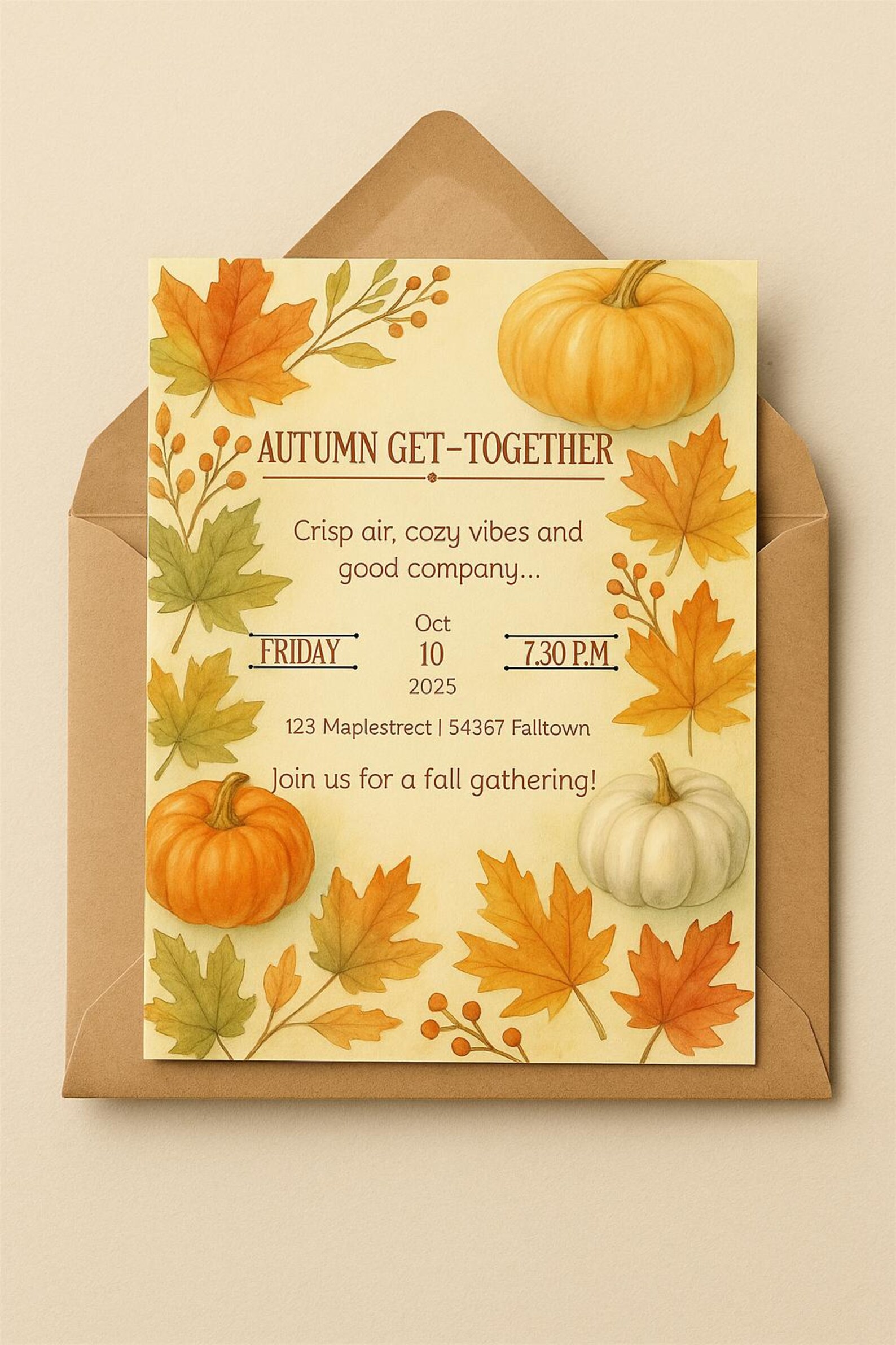Editable Autumn Invitation Template | Fall Get-together | Pumpkin ...