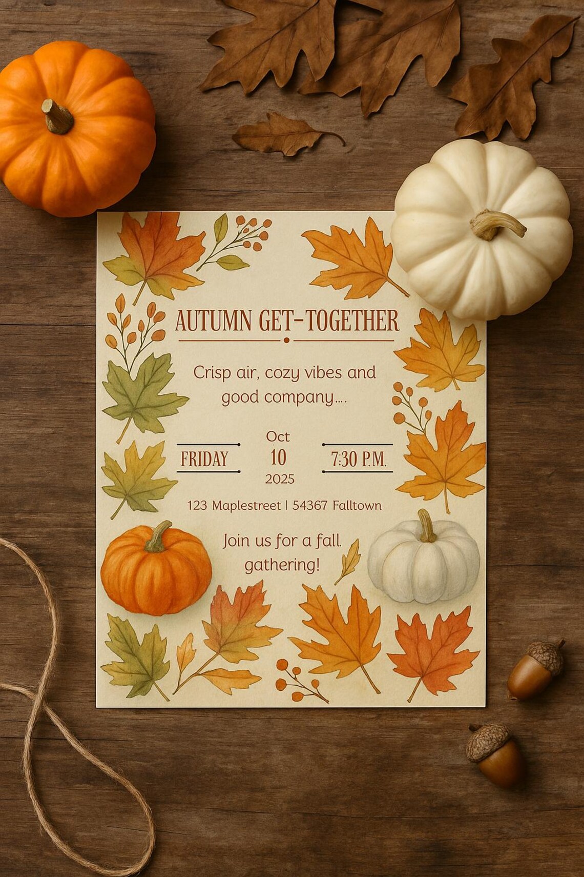 Editable Autumn Invitation Template | Fall Get-together | Pumpkin ...