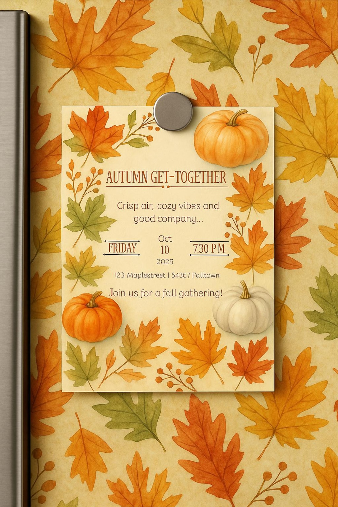 Editable Autumn Invitation Template | Fall Get-together | Pumpkin ...