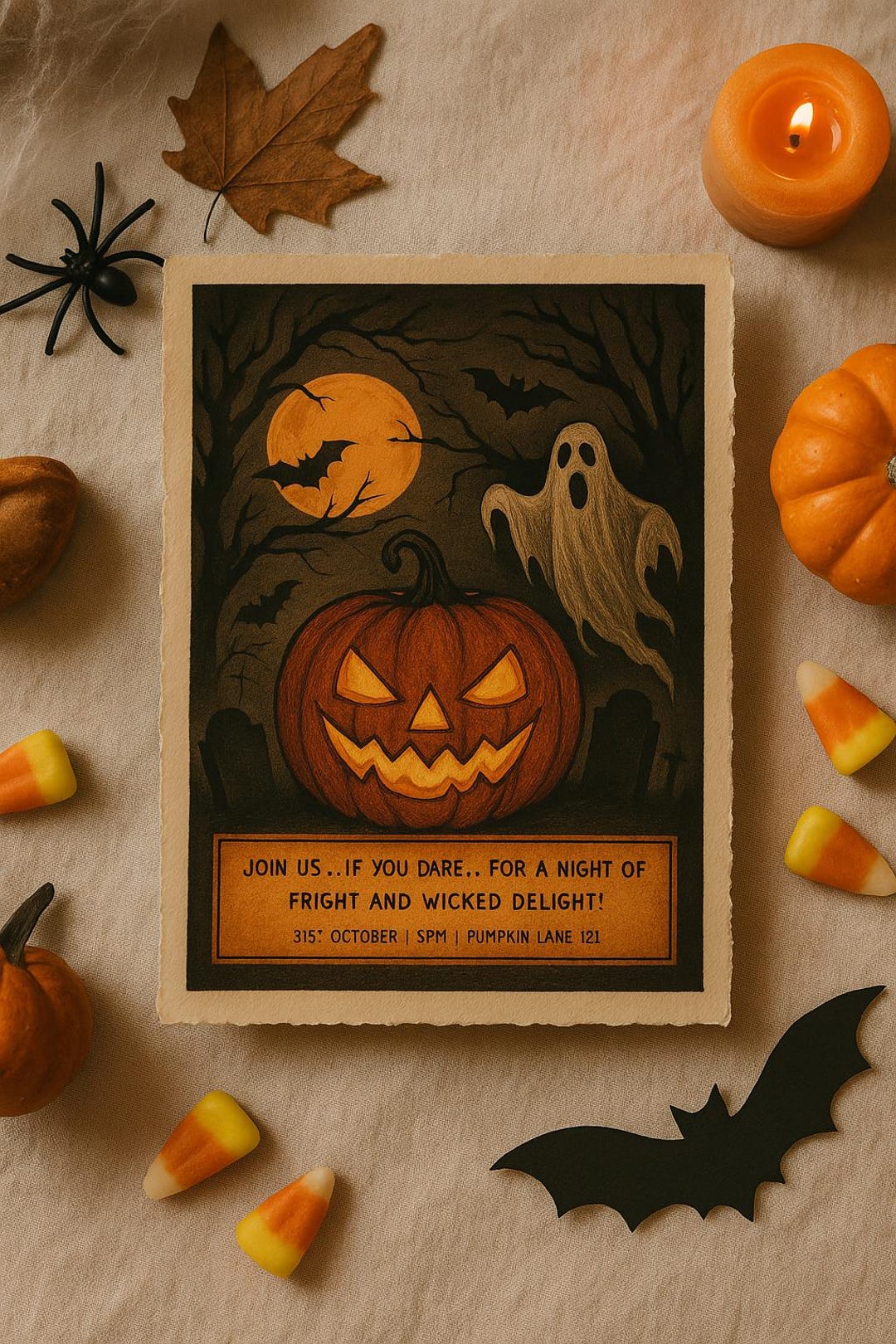 Spooky Halloween Party Invitation | Ghost & Pumpkin Theme | Fright ...