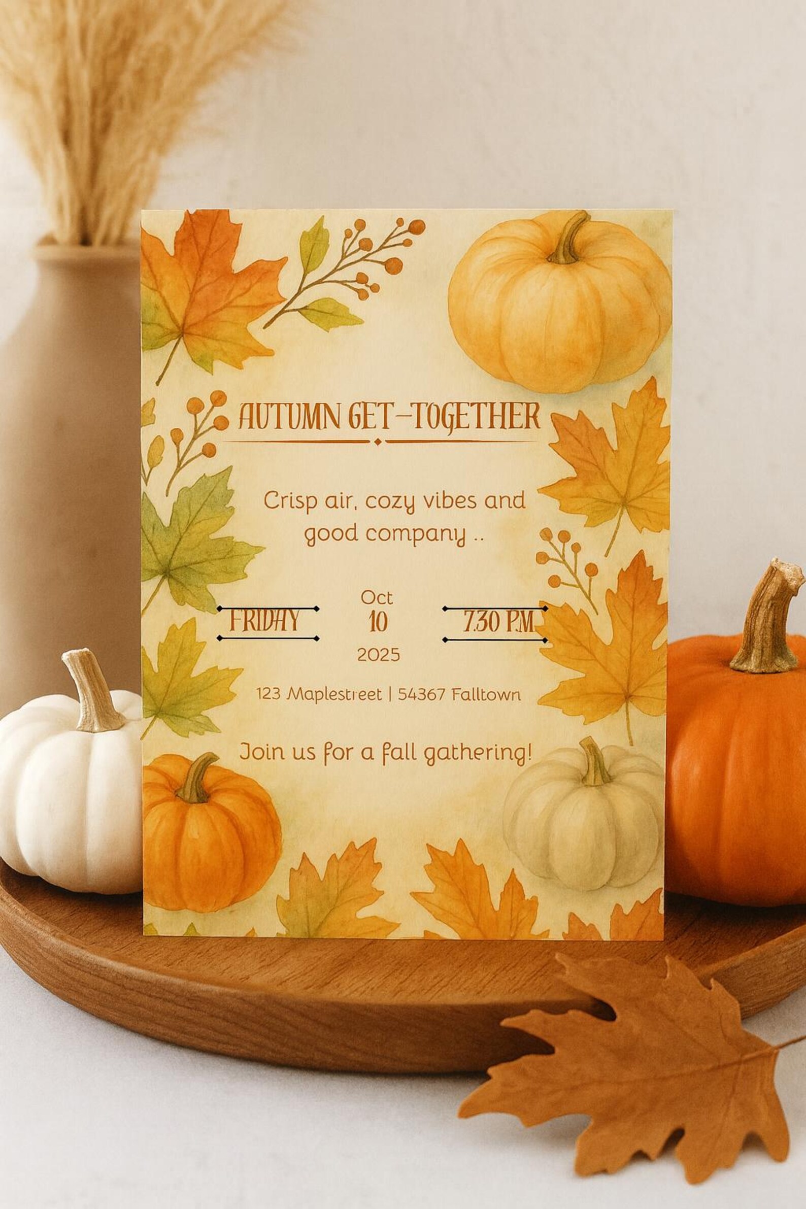 Editable Autumn Invitation Template | Fall Get-together | Pumpkin ...
